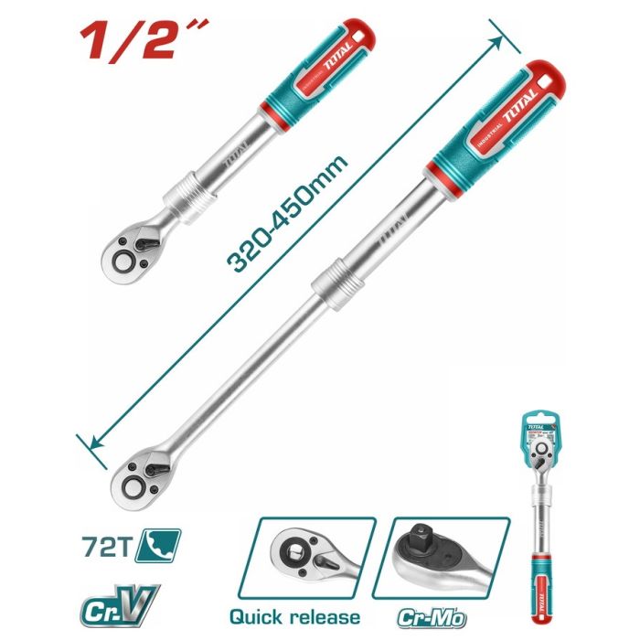 Total račna - teleskopski ključ sa čegrtaljkom 1/2"