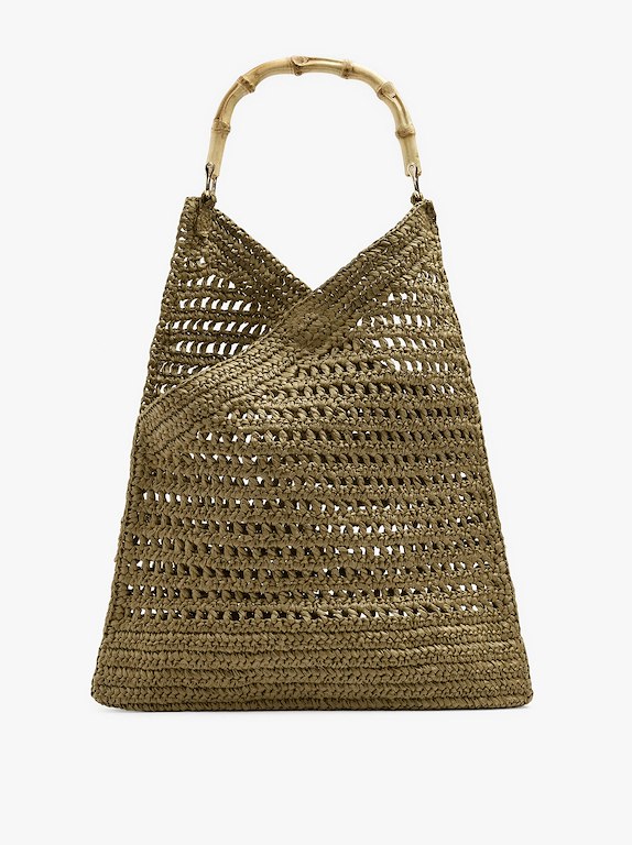 HANDBAG WITH PAPER STRAW EFFECT WITH BAMBOO