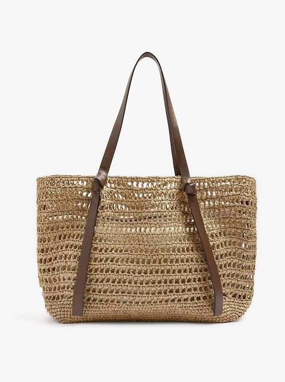 SHOPPER BAG WITH STRAW EFFECT WITH REMOVABLE BAG