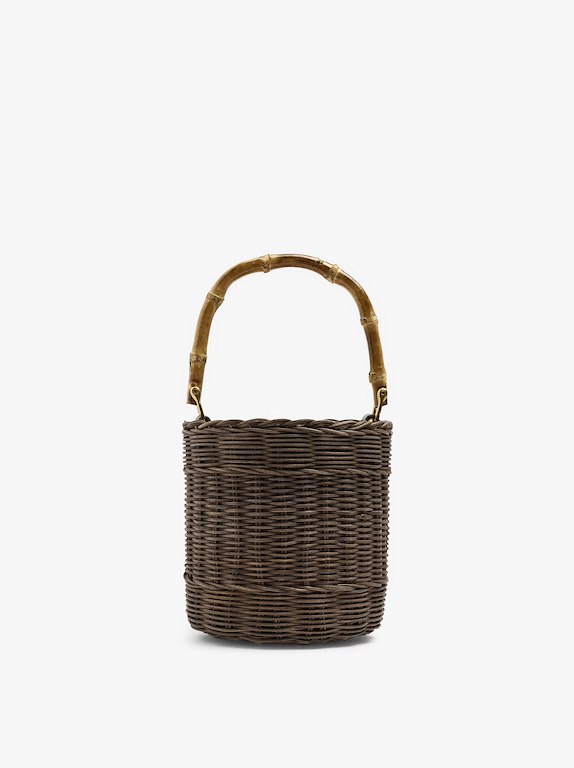 BUCKET BAG OF RATTAN WITH BAMBOO
