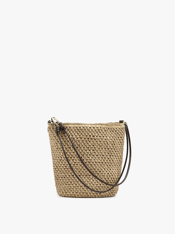 CROSSBODY BAG PAPER STRAW EFFECT WITH VERSATILE STRAP