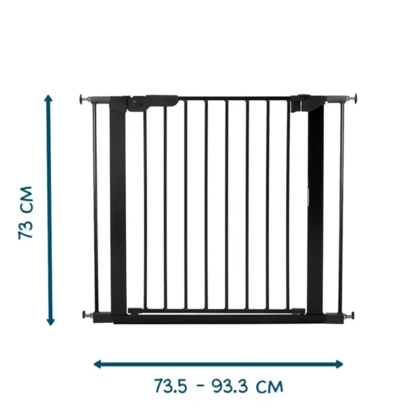 BabyDan Premier sigurnosna ogradica sa 2 produžetka 73.5–93.3 cm – bez bušenja (pressure fit), crna SKU 20004
