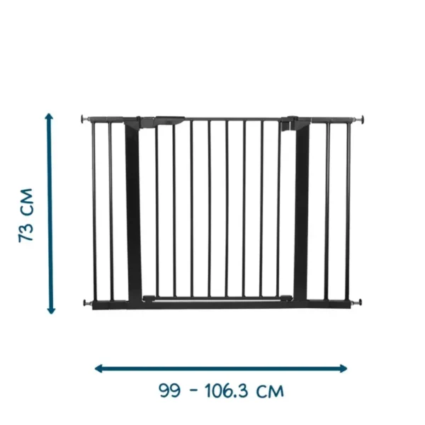 BabyDan Premier sigurnosna ogradica sa 4 produžetka 99–106.3 cm – bez bušenja (pressure fit), crna SKU 20006