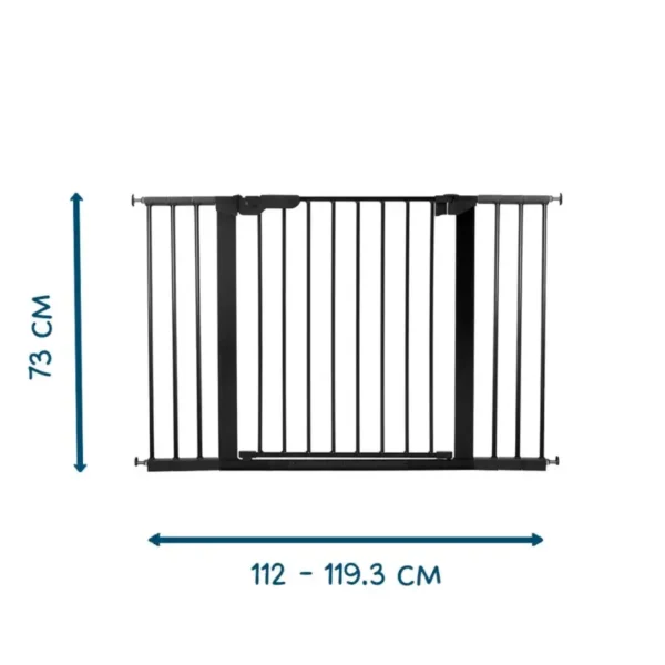 BabyDan Premier sigurnosna ogradica sa 6 produžetaka 112–119.3 cm – pressure fit, crna SKU 20007