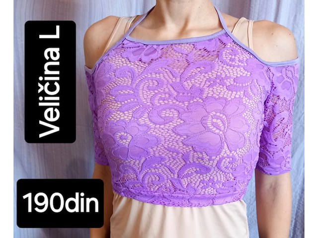 Ženska majica čipkana crop top ljubičasta L/40