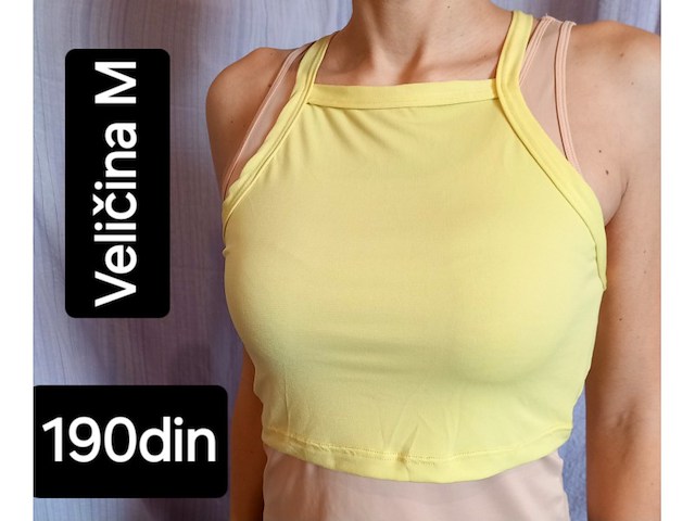 Ženska majica na bretele crop top žuta M/38