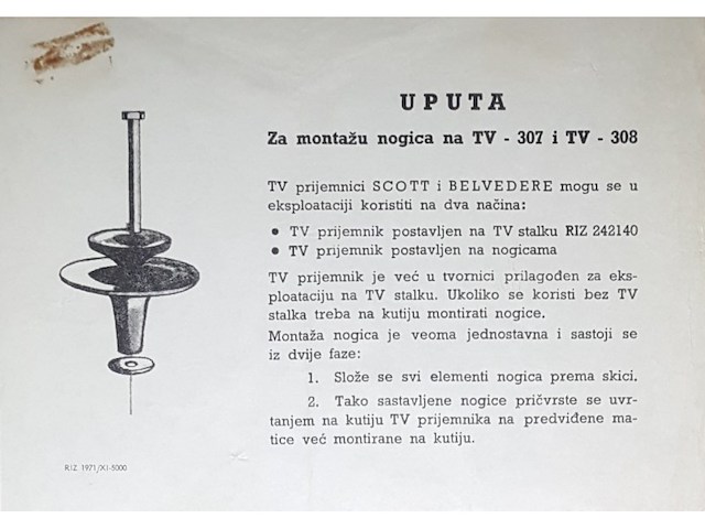 Uputstvo Za Montažu Jugoslavija
