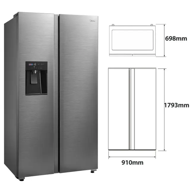 Midea Side by side frižideri MDRS761MIC46, 376l/197l, No Frost, Tamnosivi