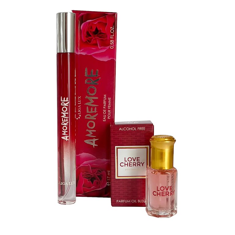 Liga Lux Ženski set parfema Amore More, EDT, 17 ml + Parfemsko ulje Love Cherry, 6 ml