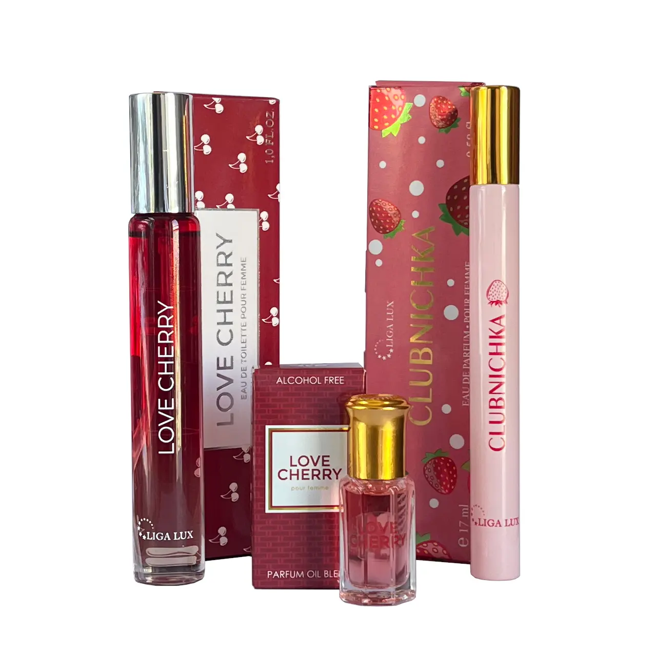 Liga Lux Ženski set parfema Love Cherry, EDT, 30 ml + EDP, 17 ml + Parfemsko ulje Clubnichka, 6 ml