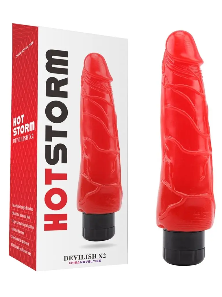 Vibrator Devilish X2, 21.5cm, Crveni