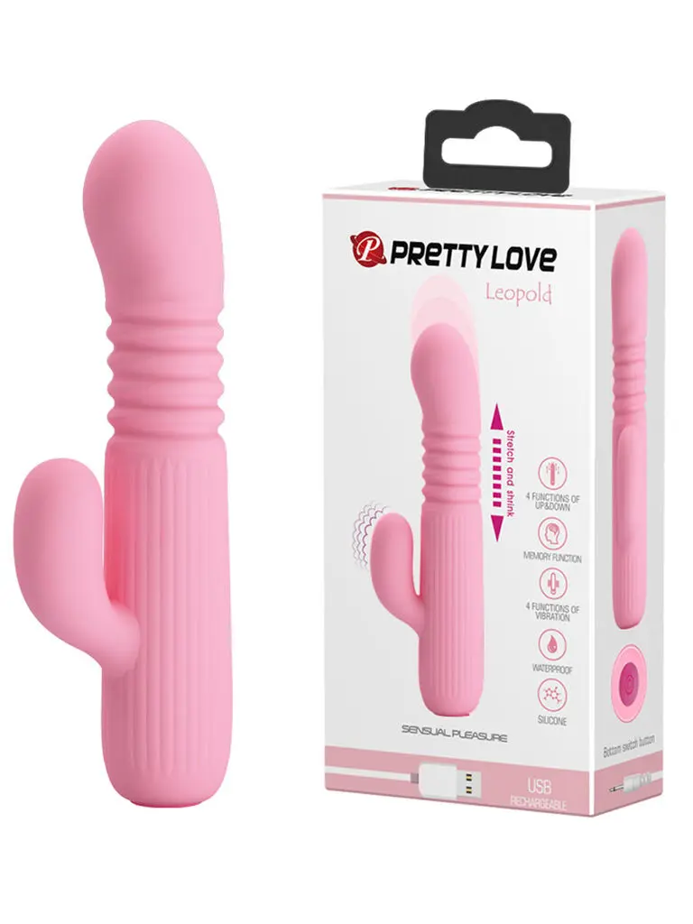 Vibrator Pretty Love Leopold, 15.5cm, Svetloroze