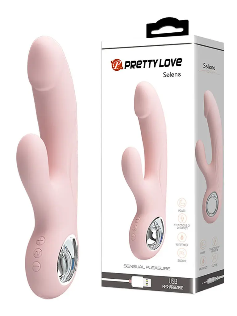 Vibrator Pretty Love Selene Rabbit, 19cm, Svetloroze