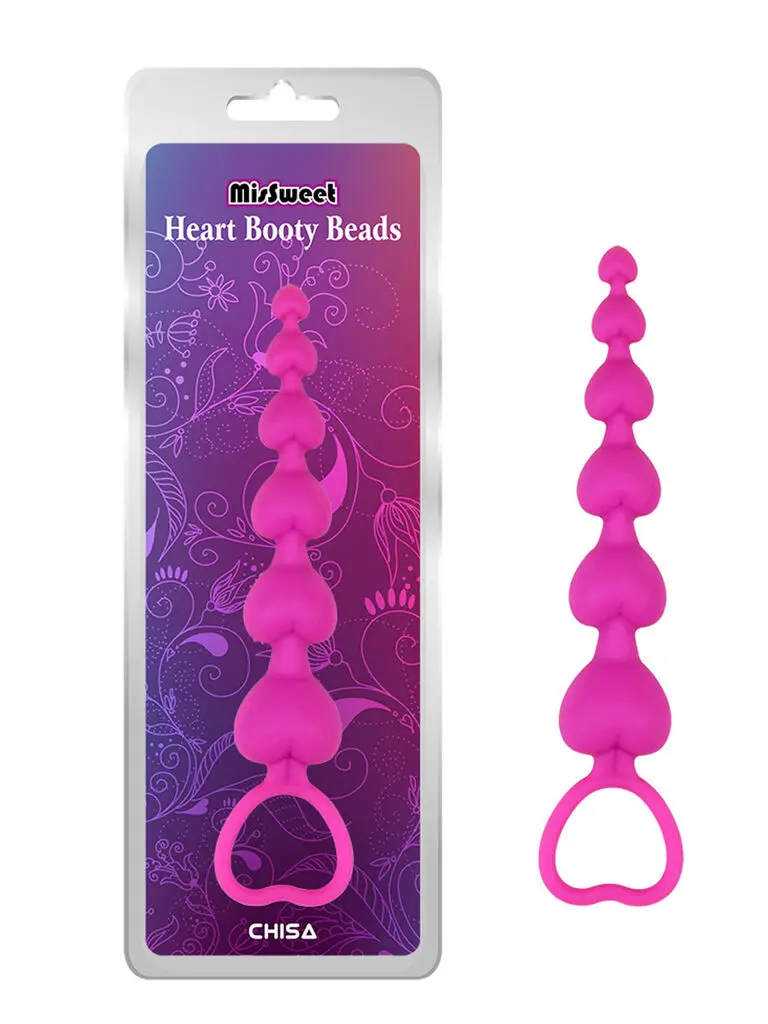 Analne kuglice Heart Booty Beads, 18.5cm, Roze