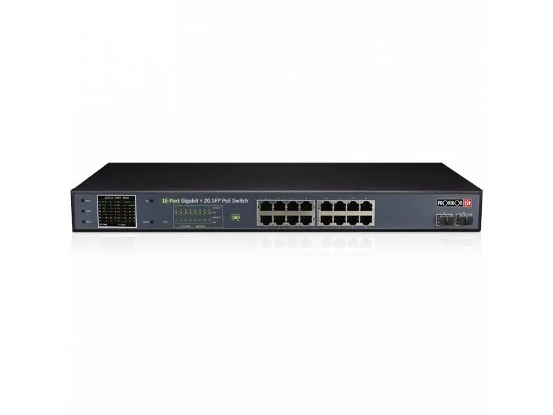 Provision POES-16250GCL+2SFP Switch, 16-portni Gigabit PoE 370W, Crni
