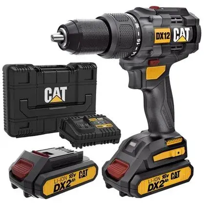 CAT Akumulatorska vibraciona bušilica DX1120, 18V + Baterija, 2.0Ah, 2 komada + Punjač, 4A