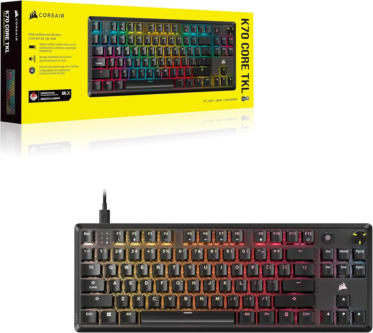 Corsair gaming Tastatura K70 CORE žicna/mehanicka/CH-911911E-NA/RGB/crna