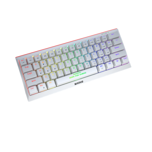 Tastatura USB Marvo KG962 gejmerska sa crvenim mehaničkim prekidačima, RGB pozadinsko osvetljenje bela