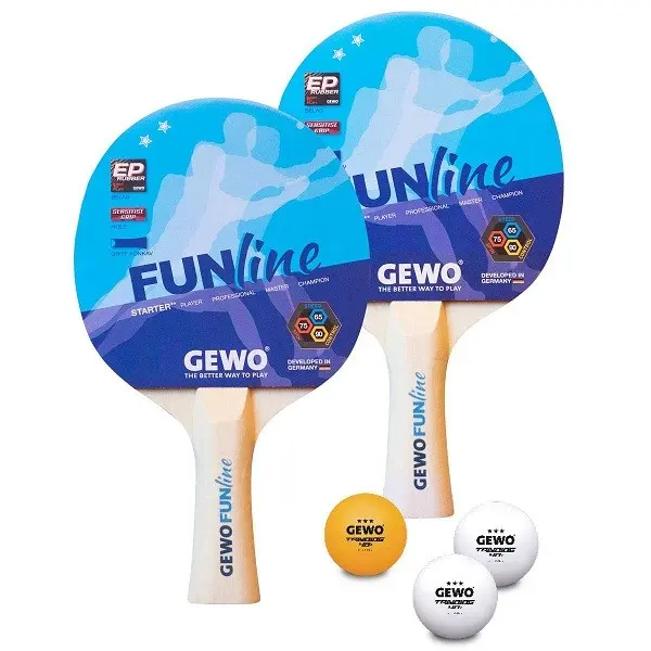 Gewo Set reketa za stoni tenis i loptice Double-Fun, Plavi