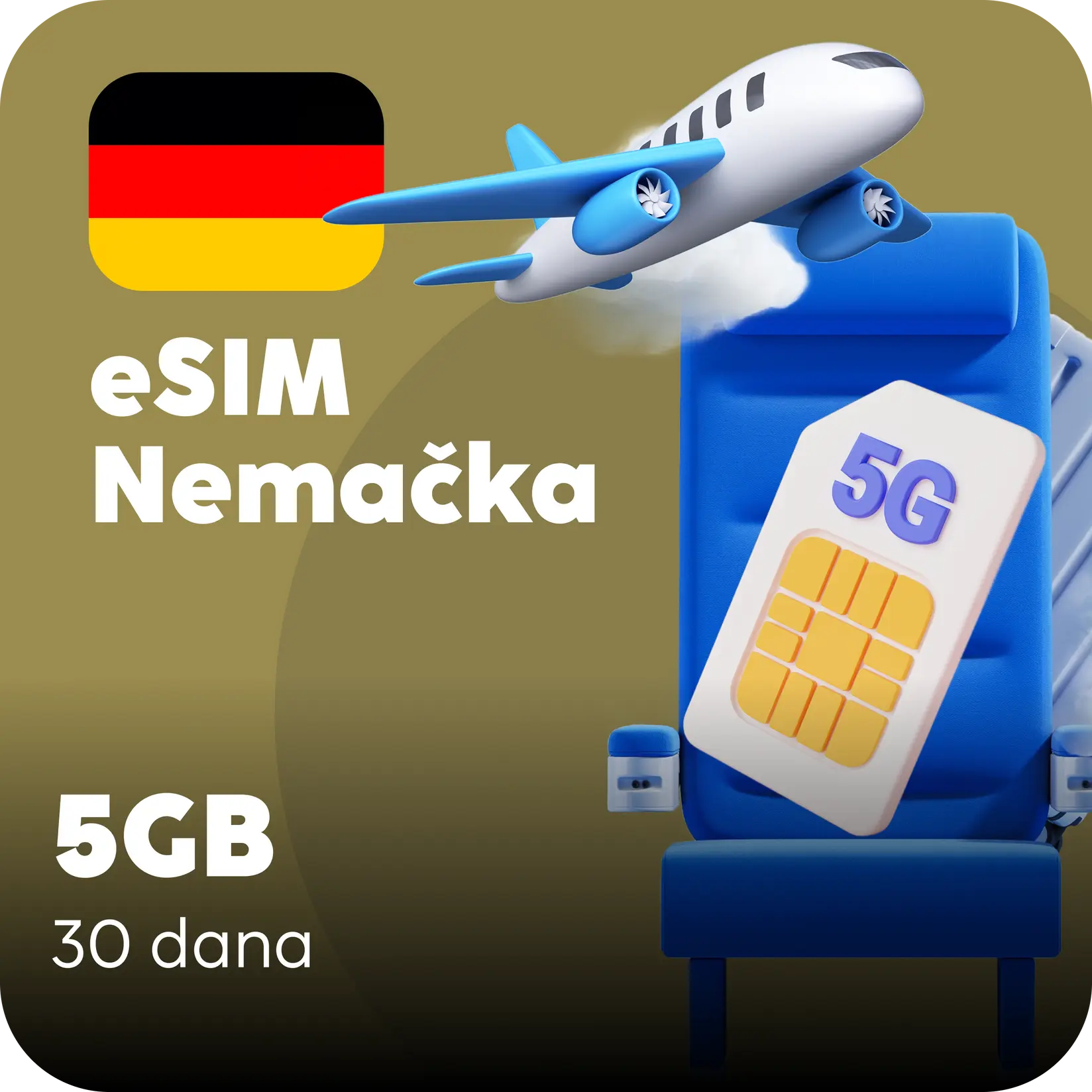 Nemačka eSIM kartica - 5GB prepaid mobilnih podataka za 30 dana