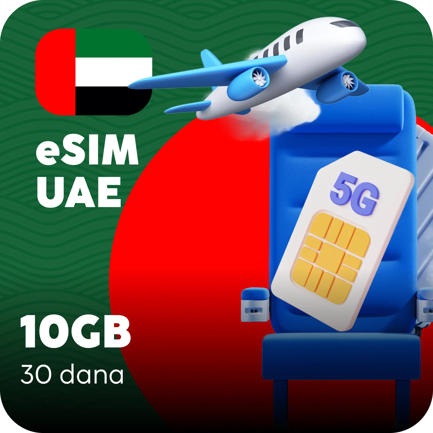 Ujedinjeni Arapski Emirati eSIM kartica - 10GB prepaid mobilnih podataka za 30 dana