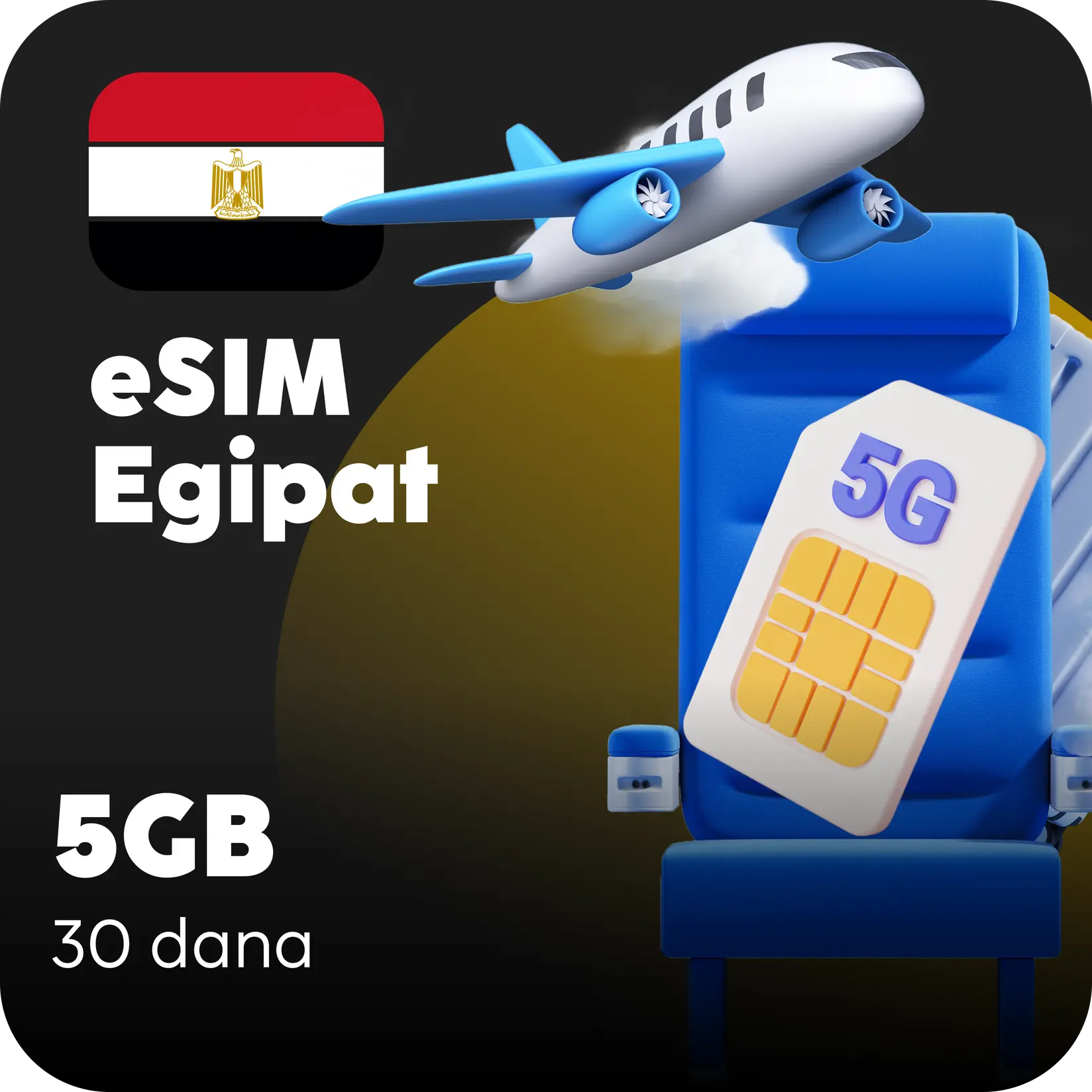 Egipat eSIM kartica - 5GB prepaid mobilnih podataka za 30 dana