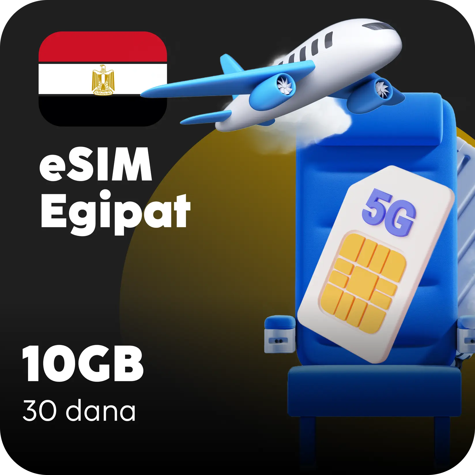 Egipat eSIM kartica - 10GB prepaid mobilnih podataka za 30 dana