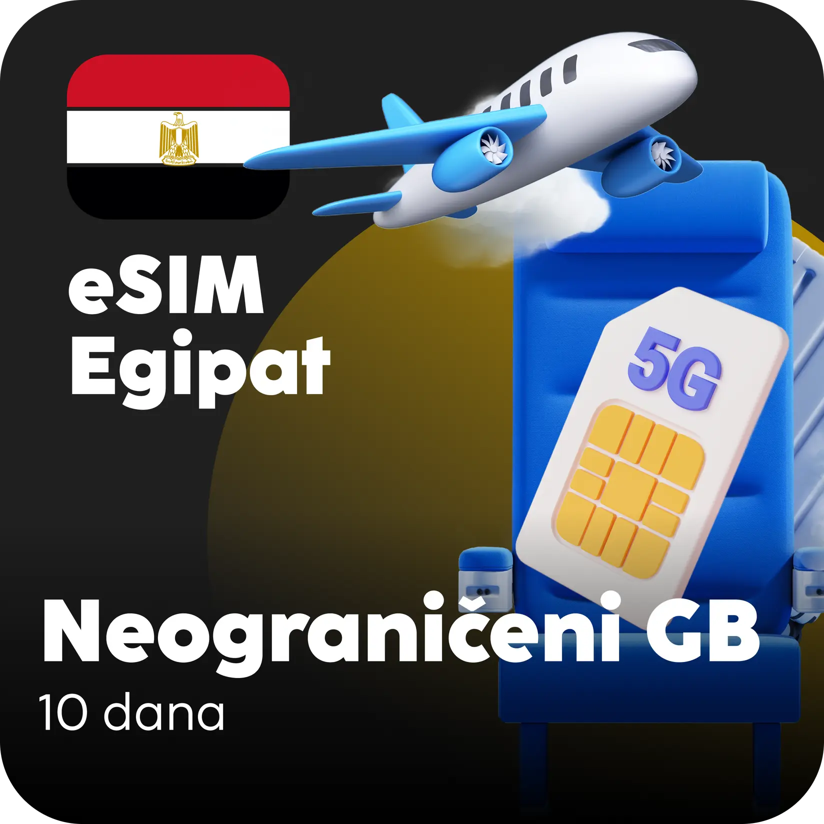 Egipat eSIM kartica - Neograničena količina prepaid mobilnih podataka za 10 dana