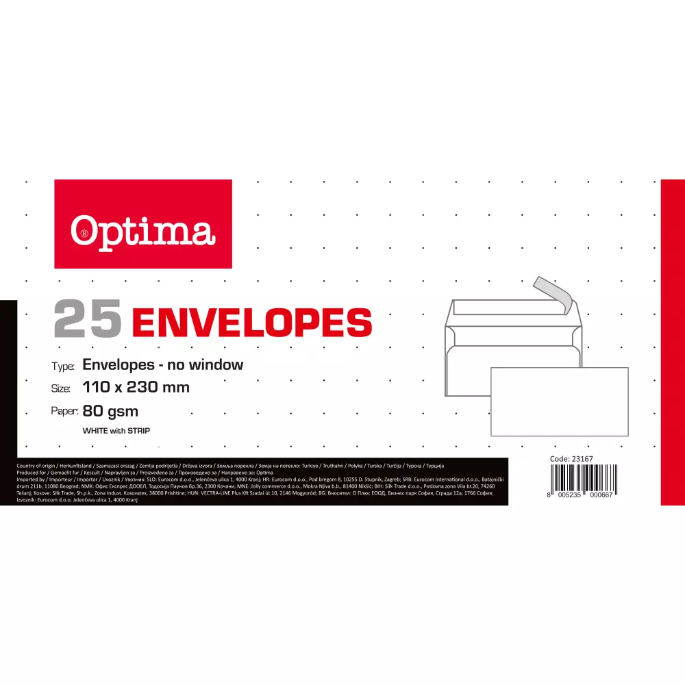 OPTIMA KOVERTA 11*23 BEZ PROZORA 25/1