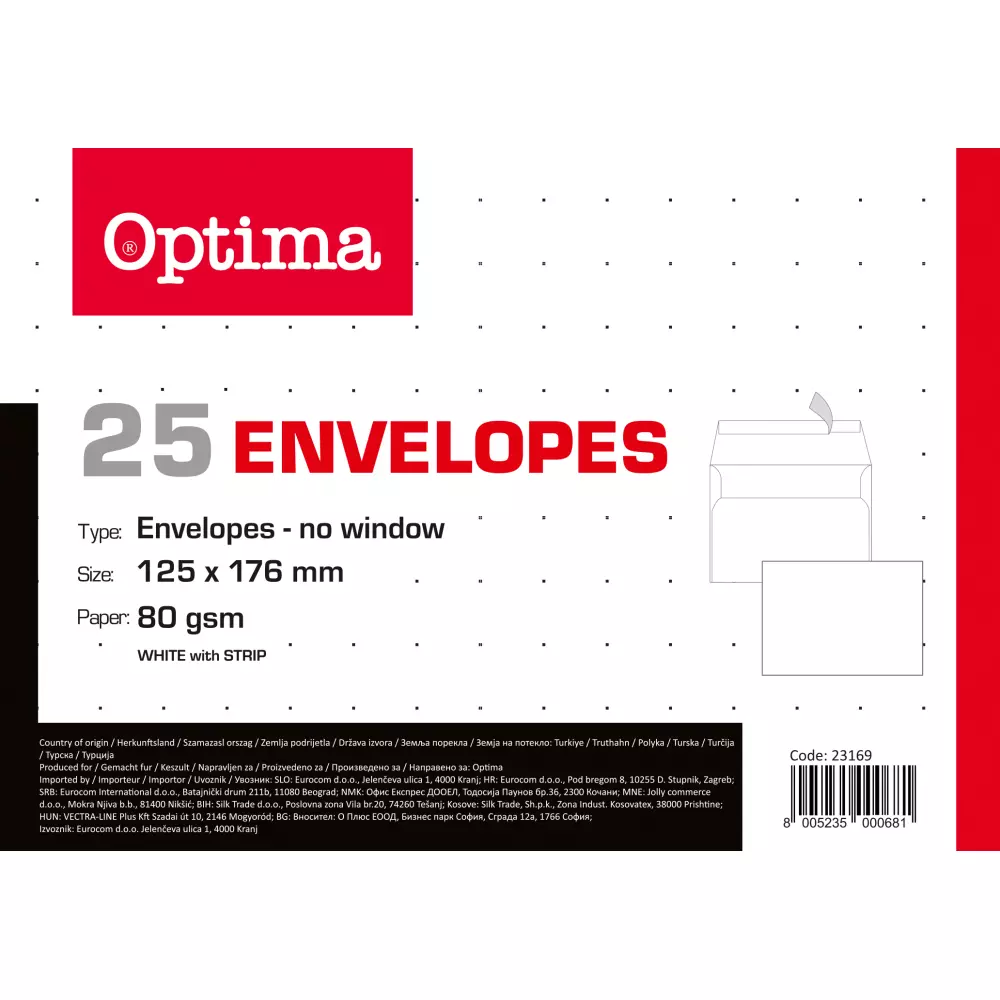 OPTIMA KOVERTA 12*18 STRIP BELA 25/1