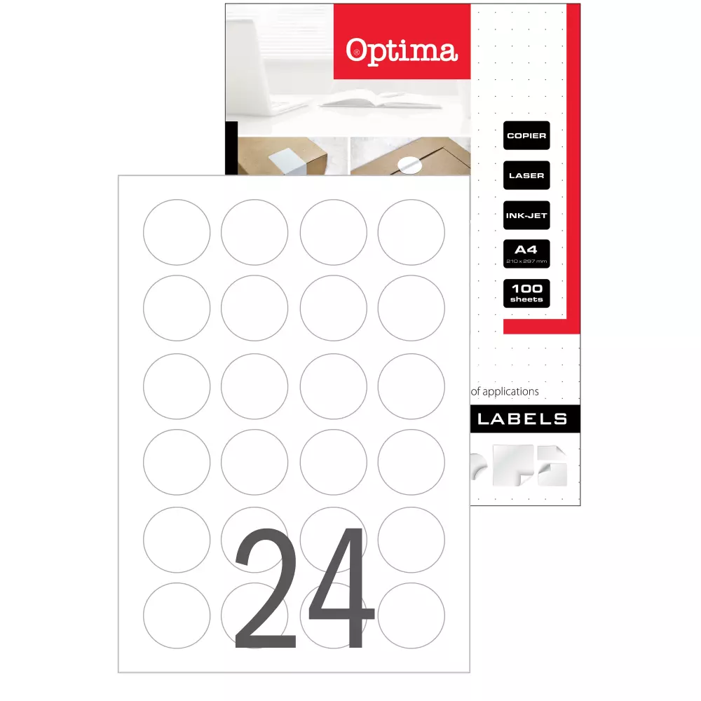 ETIKETE 100/1 KRUG 40mm (24) OPTIMA