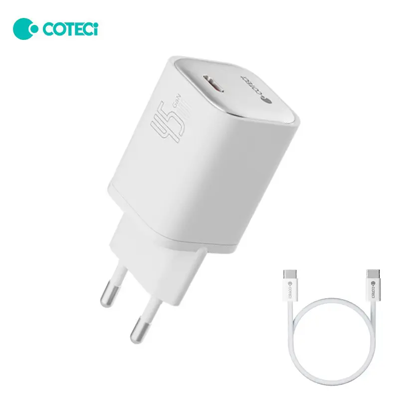Kućni punjač Coteci iH-141 45W GaN sa PD na Type C kablom beli