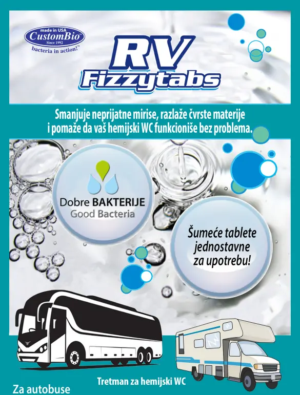 Dobre Bakterije Set Tableta za pokretne toalete Rv Fizzytabs, 6 komada, Plave