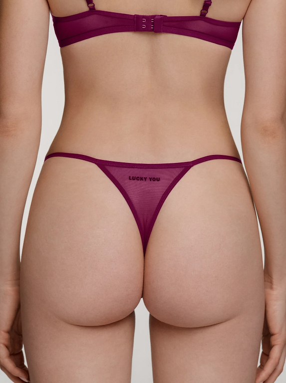LUCKY YOU THONG - PLUM RED