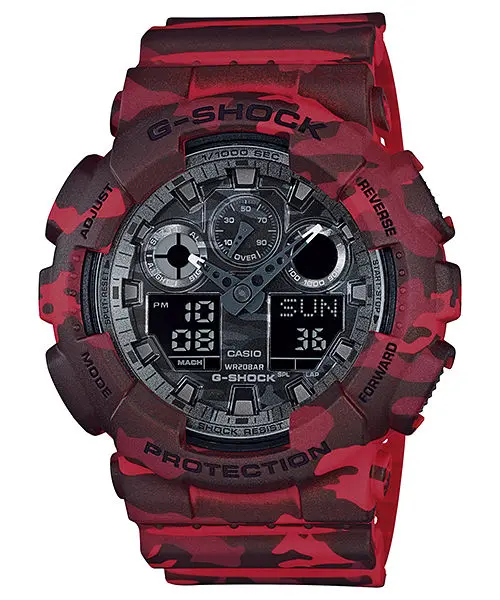 Casio Muški ručni sat G-Shock GA-100CM-4ADR, Crveni