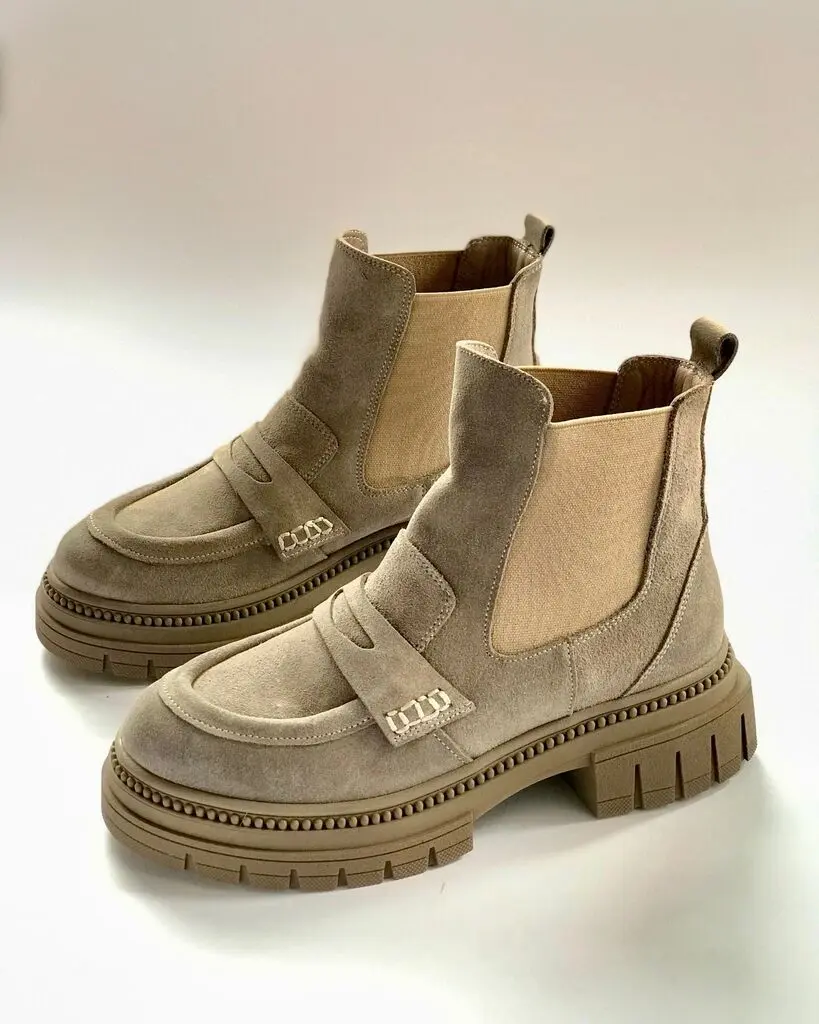 Squareonline Ženske kožne čizme, Svetlosive