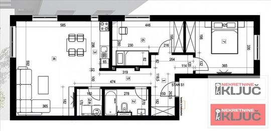 Najlon Pijaca, 70m2, Trosoban sa pdv, Kredit