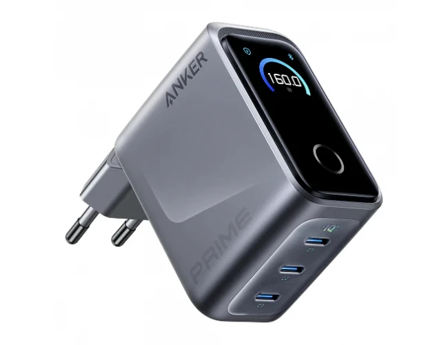 Anker Prime 160W GaN punjač za mobilni telefon 3-porta 3x USB-C srebrni