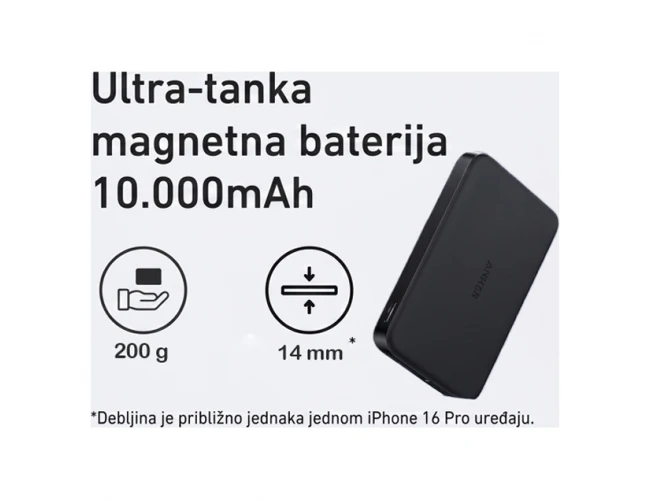 Anker MagGo 10000mAh 15W magnetno bežični power bank crni