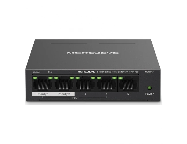 Mercusys MS105GP 5-Port Gigabit Desktop Switch with 4- Port PoE+