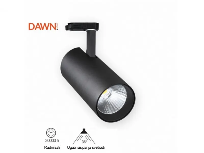 DAWN LED Reflektor šinski JM-4070 30W 3000K 36° crni