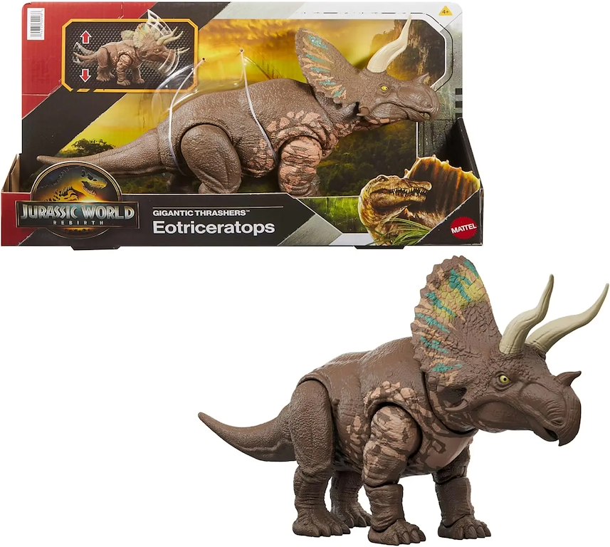 Mattel Dečija igračka Dinosaurus Eotriceratops Jurassic World, 35cm, Braon