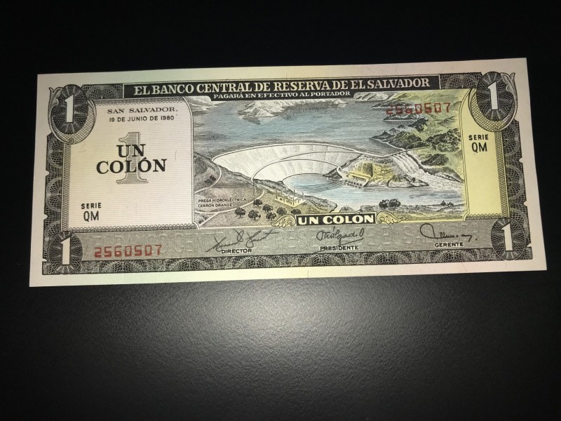 SALVADOR 1 COLON.1980. UNC.