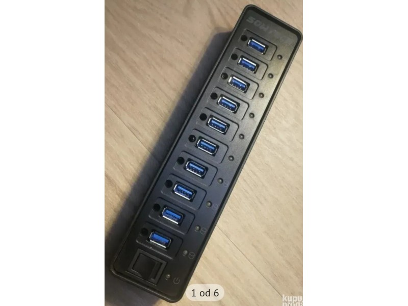 Sowtech 10-Port USB 3.0 Hub, 36W(12V- 3A)