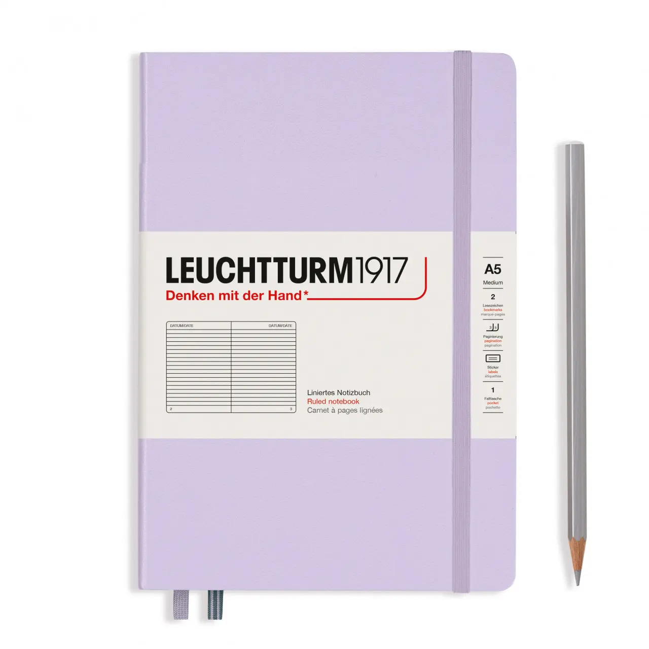 Leuchtturm1917 Notes, Medium A5, Linije, Tvrd povez, Lavanda