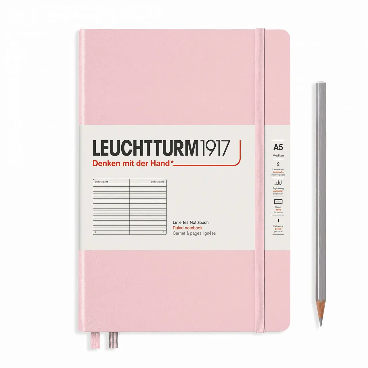 Leuchtturm1917 Notes, Medium A5, Linije, Tvrd povez, Roze