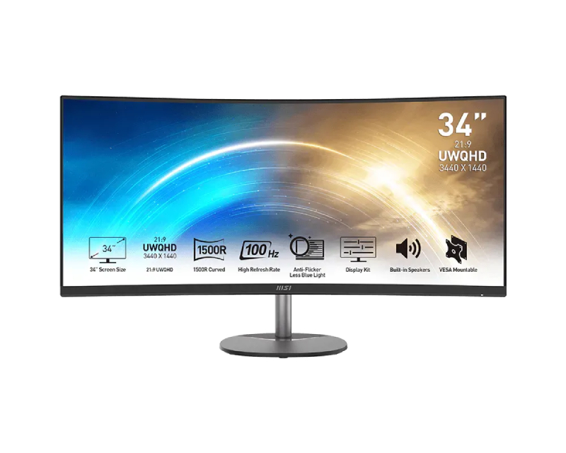 MSI 34 inča PRO MP341CQ E12 UWQHD 3440x1440 100Hz AdaptiveSync zakrivljeni business monitor crni