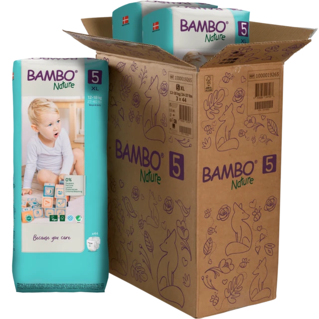 Bambo Nature Box Mesečno pakovanje pelena 5 (12-18 kg), 132 komada