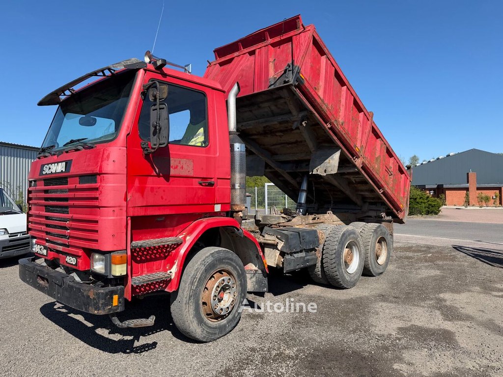 Scania R 143 6x4 420 big axel meiller 3 side kiper