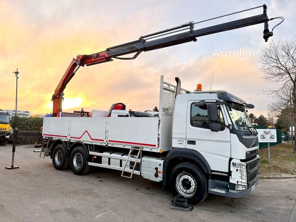 Volvo FM 420 6x4 + CRANE PALFINGER PK18502 SH B (3x) - ROTATOR - 5/6 F kamion s ravnom platformom